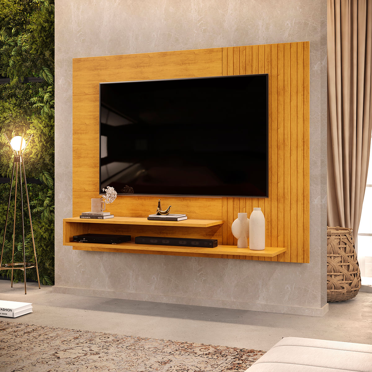 Painel TV 50 Ripado com Nichos Nando Cedro | DJ Móveis - DJ Móveis ...