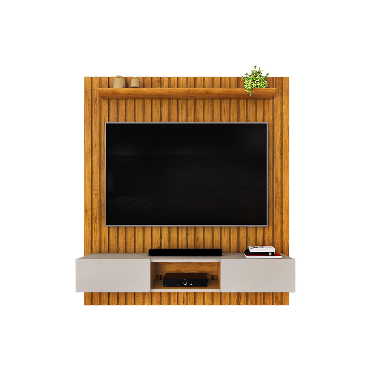 Painel para TV 65 Home Suspenso Ripado Luca, 160cm, Cedro/Bali | DJ ...